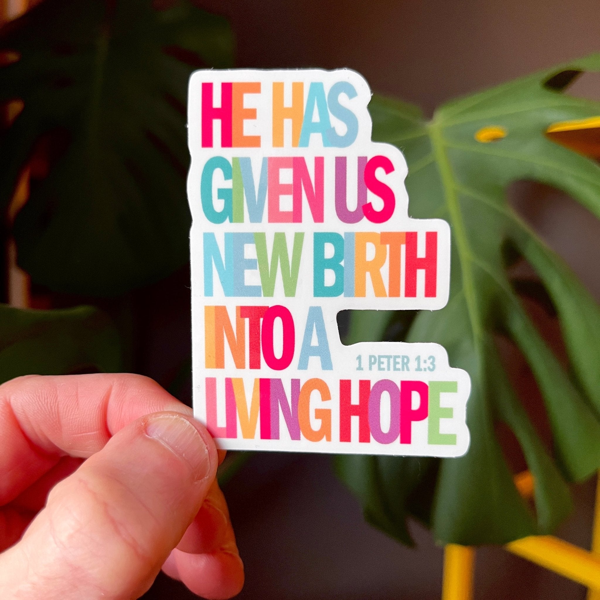 1 Peter 1. Eco-vinyl sticker. Living hope. – The Christian Poster Company